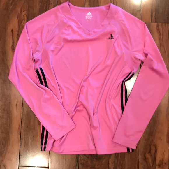 adidas | Tops | Adidas Pink V Neck Long Sleeve Top | Poshmark